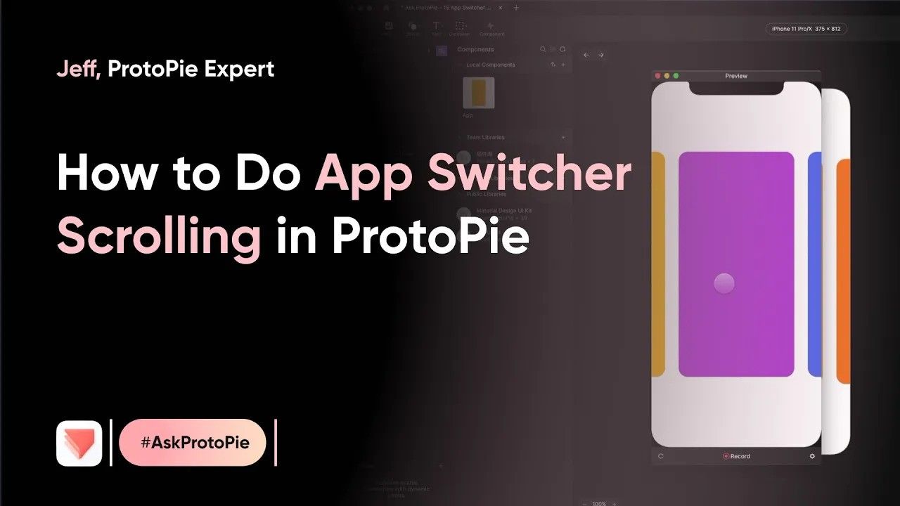 App switcher using scroll and paging container