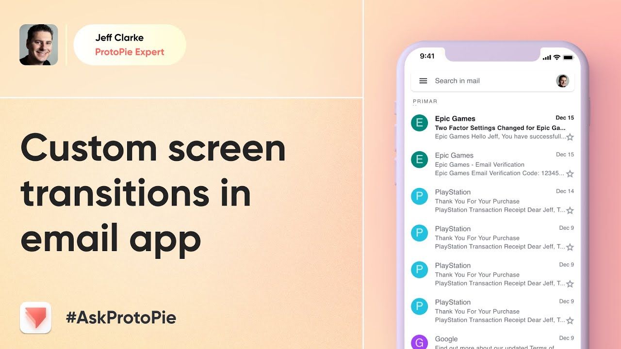 Custom screen transitions in email app
