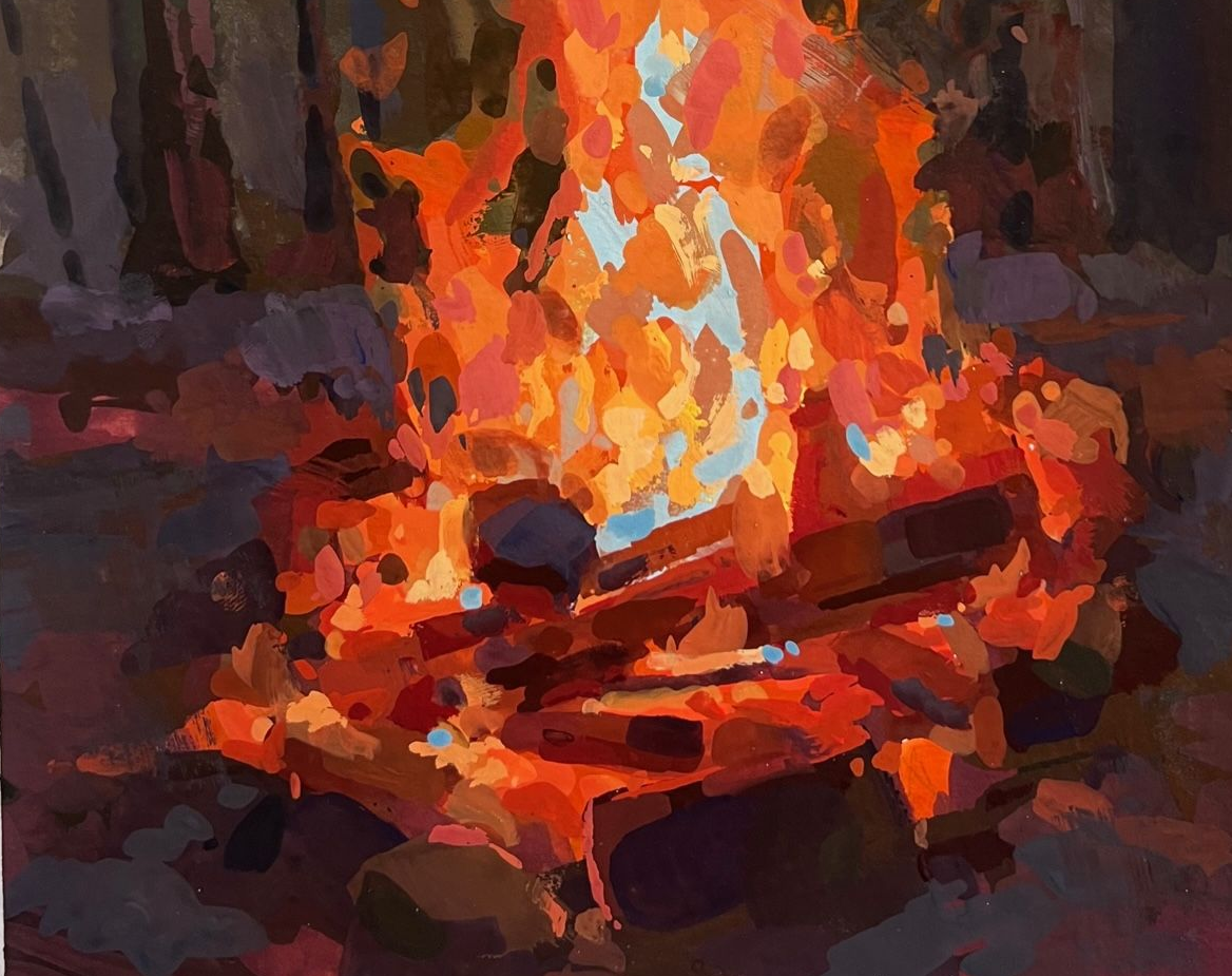 Roaring Fire | Jeremy Duncan Gouache Demo
