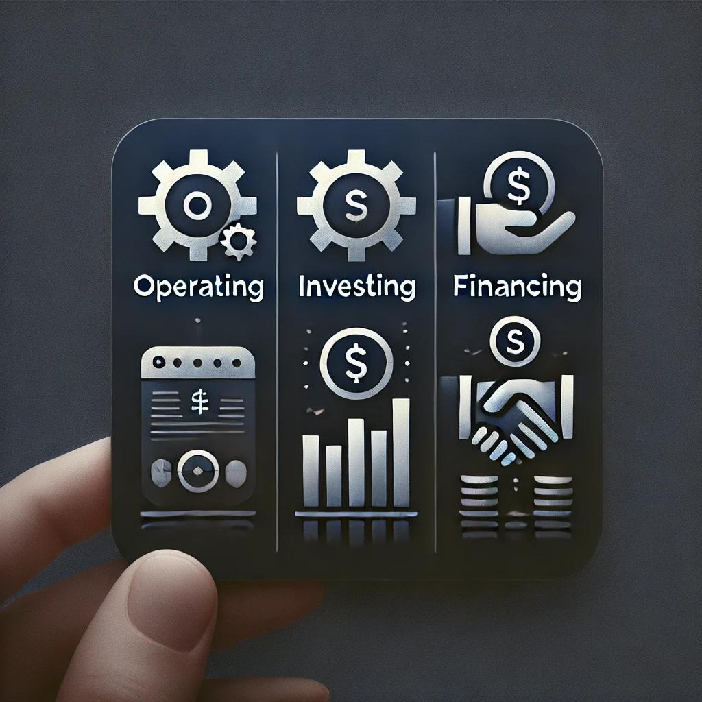 Three main activities of a company (Operating, Investing, Financing)