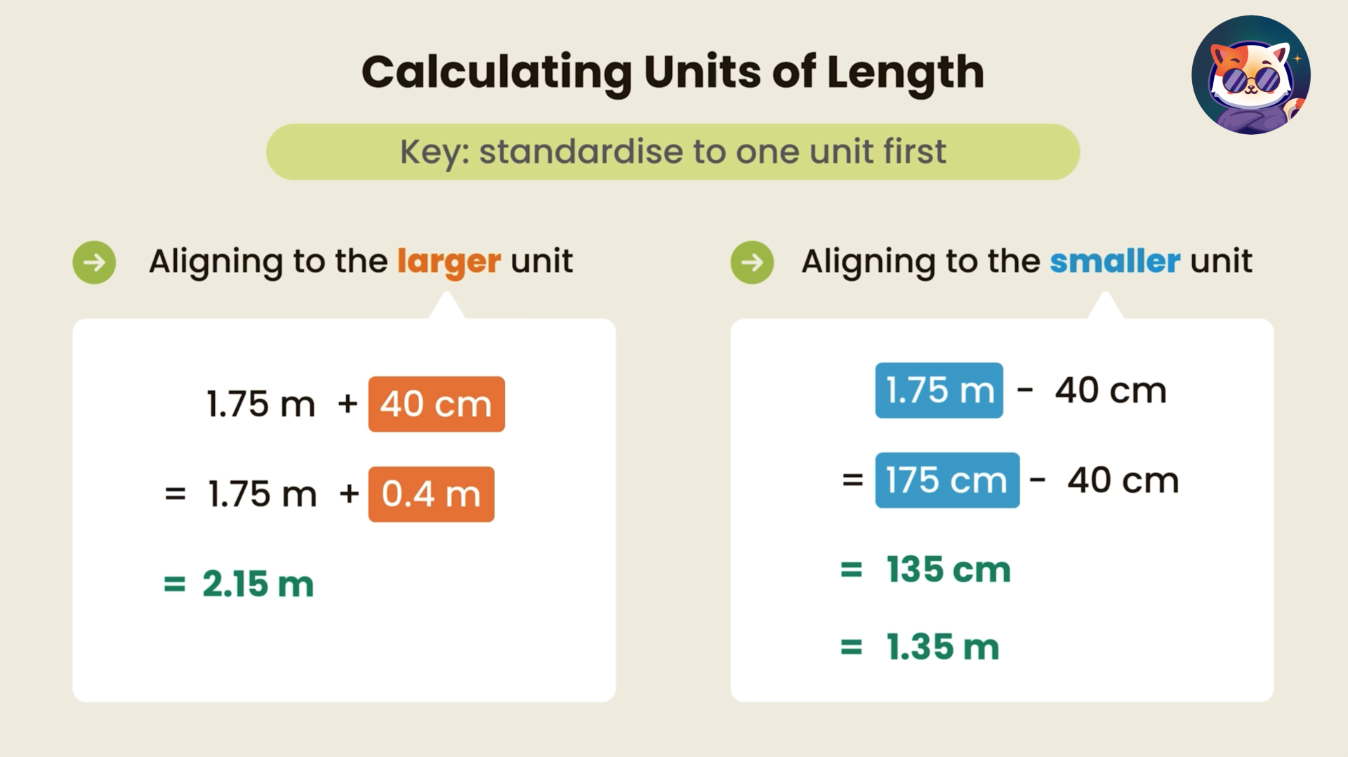 Units of Length - Conversion and Calculation - Middle and High School Math
