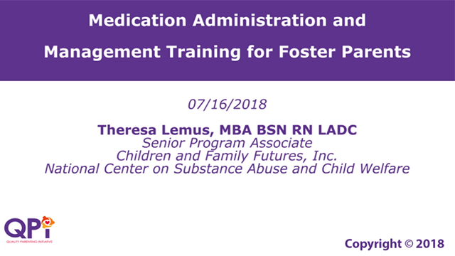 Medication Administration and Management Training for Foster Parents ...