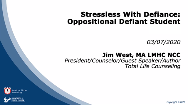 Stressless With Defiance: Oppositional Defiant Students