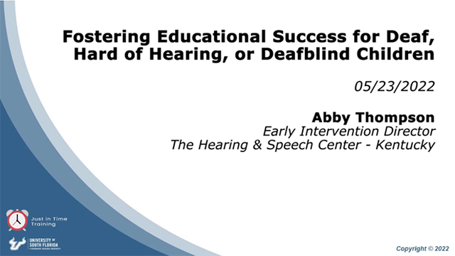 Fostering Educational Success for Deaf, Hard of Hearing, or Deafblind ...