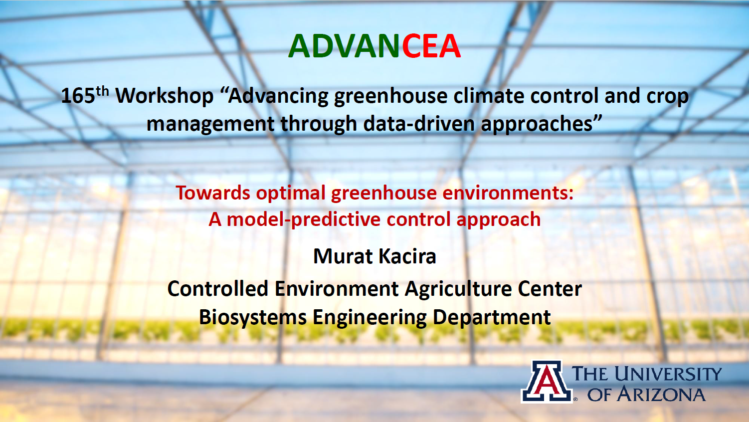 165th②(Handout Only) Towards Optimal Greenhouse Environments: A Model ...