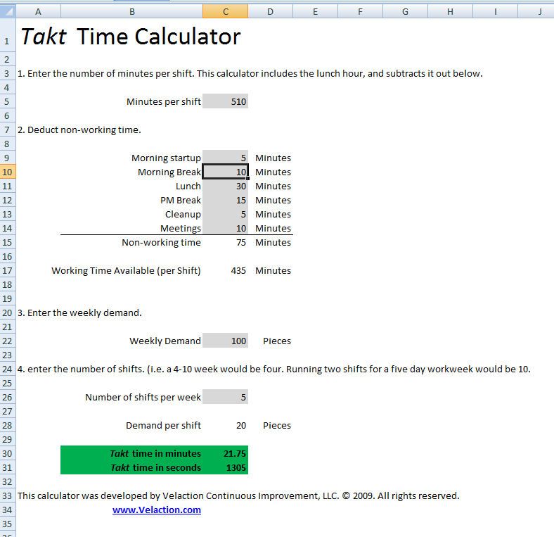 Takt Time Calculator