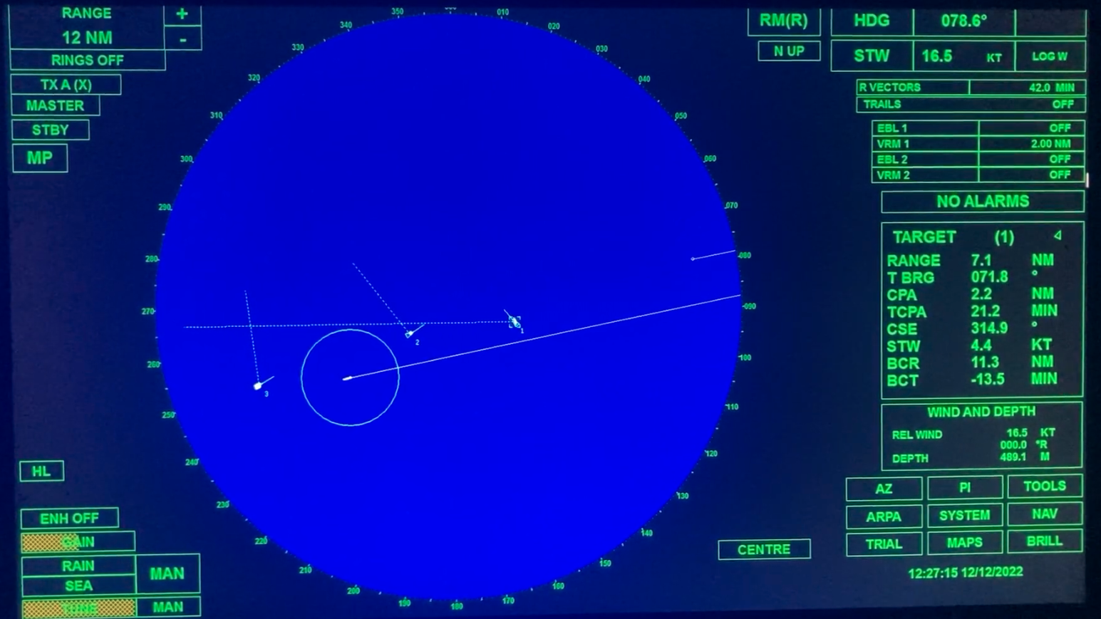 NTPRO RADAR ARPA/ARPA Tracking Exercise 17