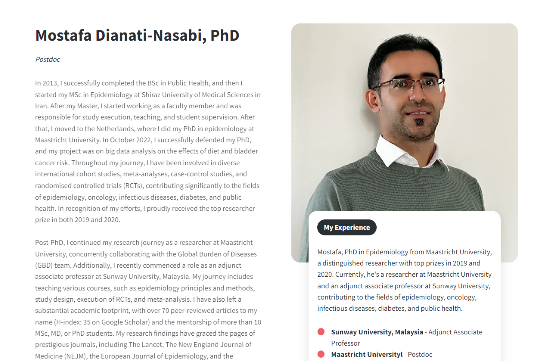 Mostafa Dianati-Nasab | Short Bio | About Us