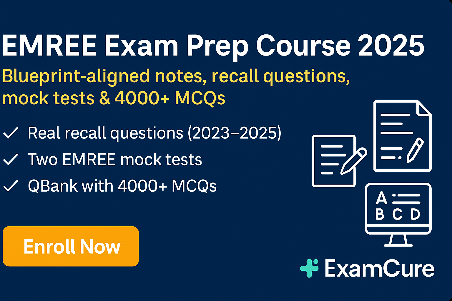 EMREE Exam Prep 2026 – Crash Notes, Real Recalls, Mock Tests & QBank