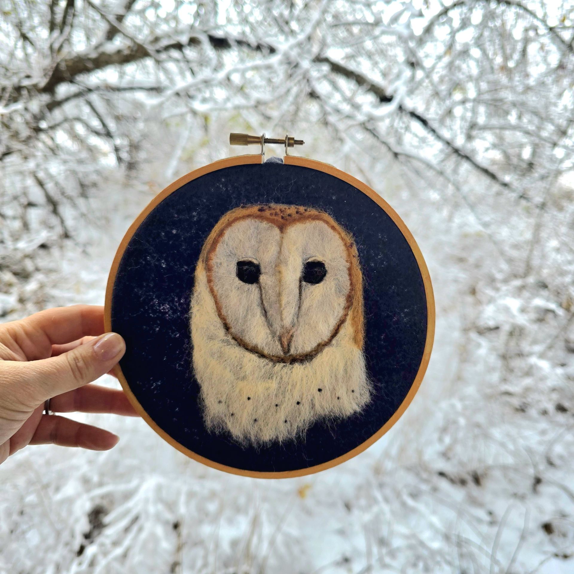 Wool Painting Barn Owl