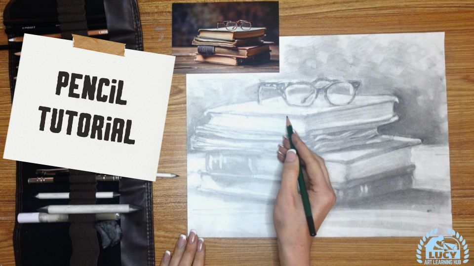Pencil Drawing Tutorial: Books and Glasses