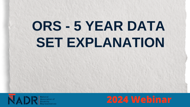 2024 Webinar: ORS - 5 year Data Set Explanation