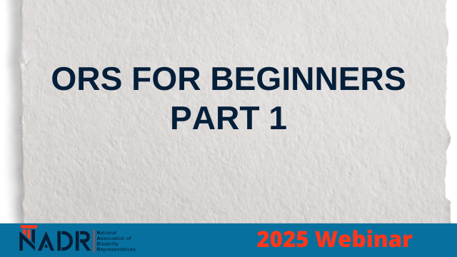 2025 Webinar: ORS For Beginners Part 1