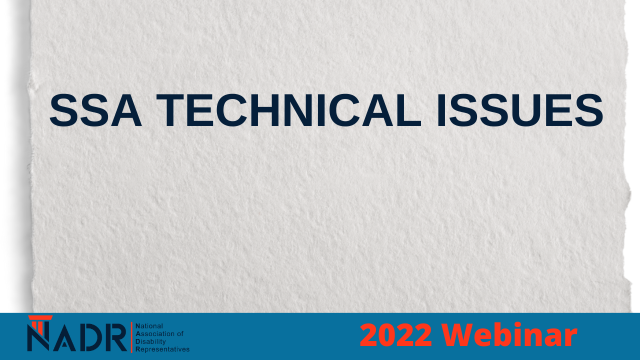 2022 Webinar: SSA Technical Issues