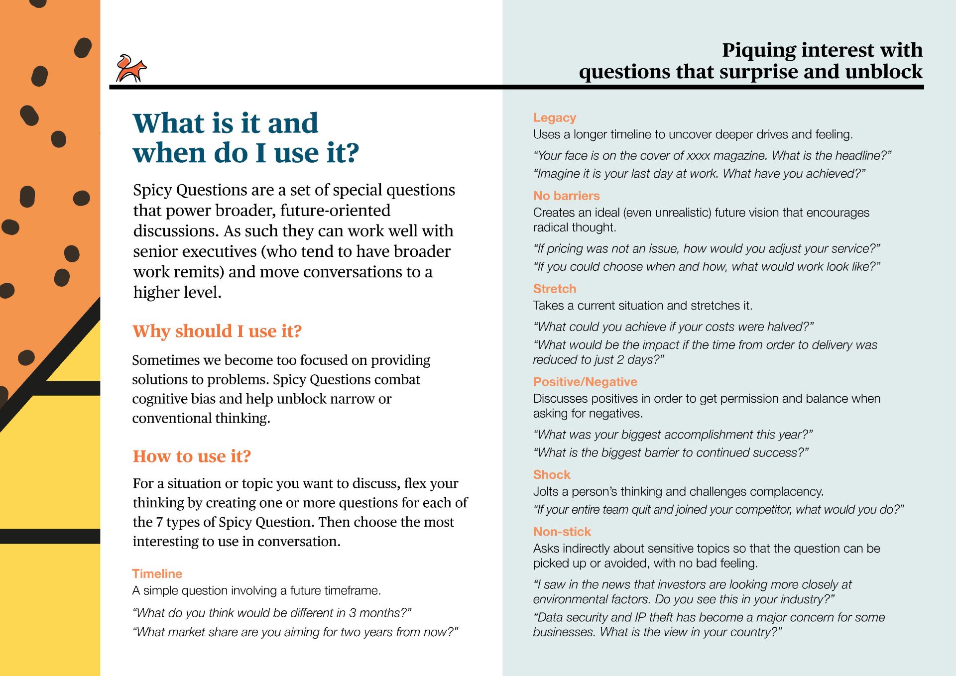 Piquing interest with questions that surprise and unblock