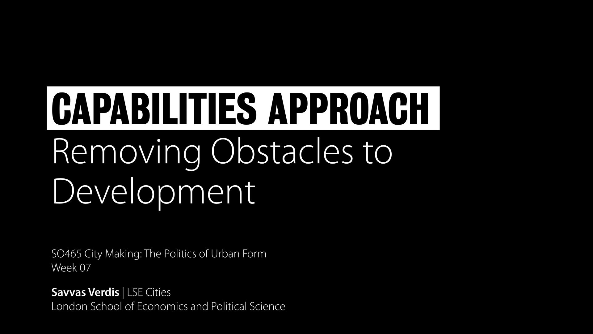 Week 07 | The Capabilities Approach