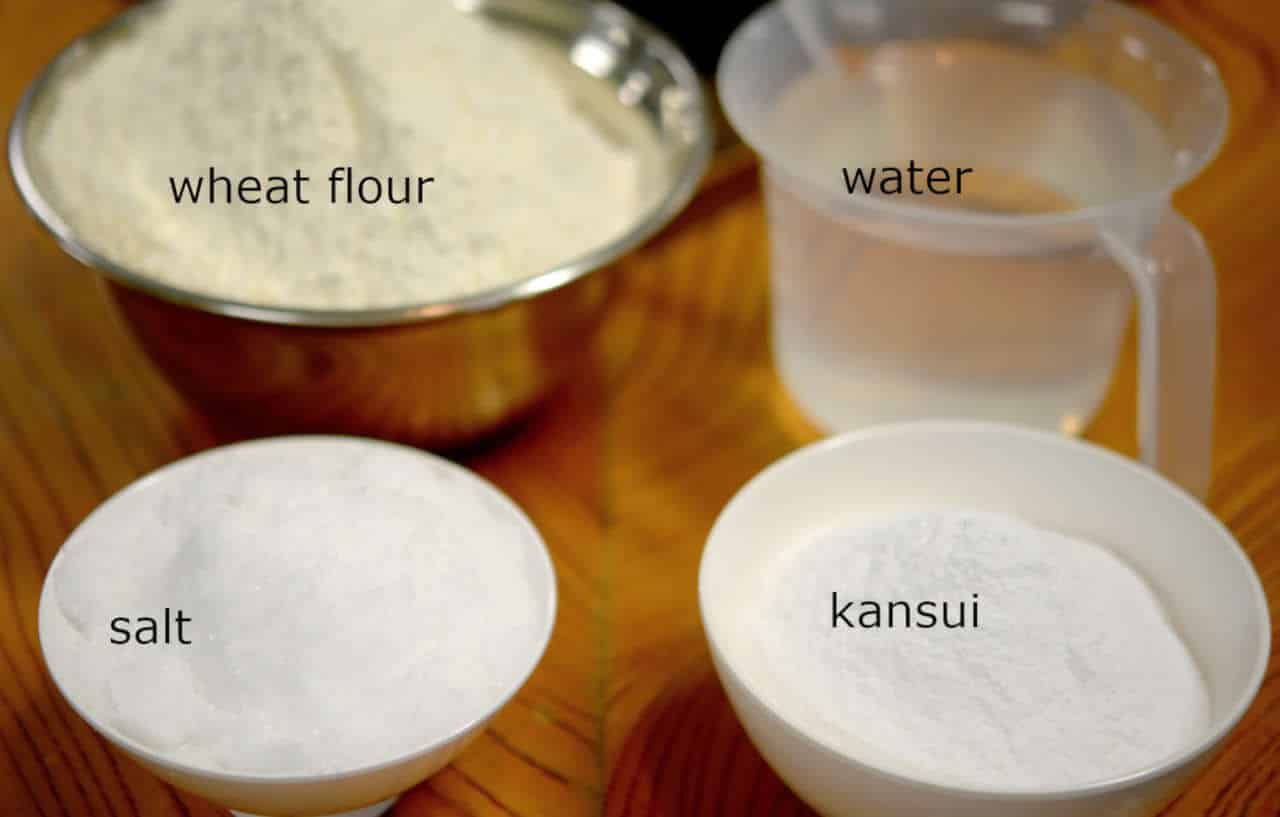 Ingredients for ramen noodles